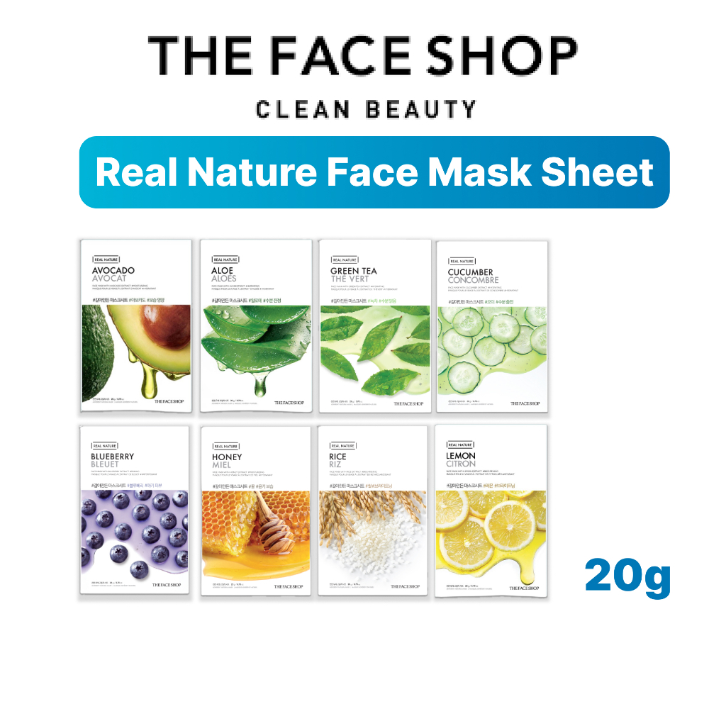 The Face Shop Real Nature Facial Mask Sheet Mask Korean Masker Muka ...