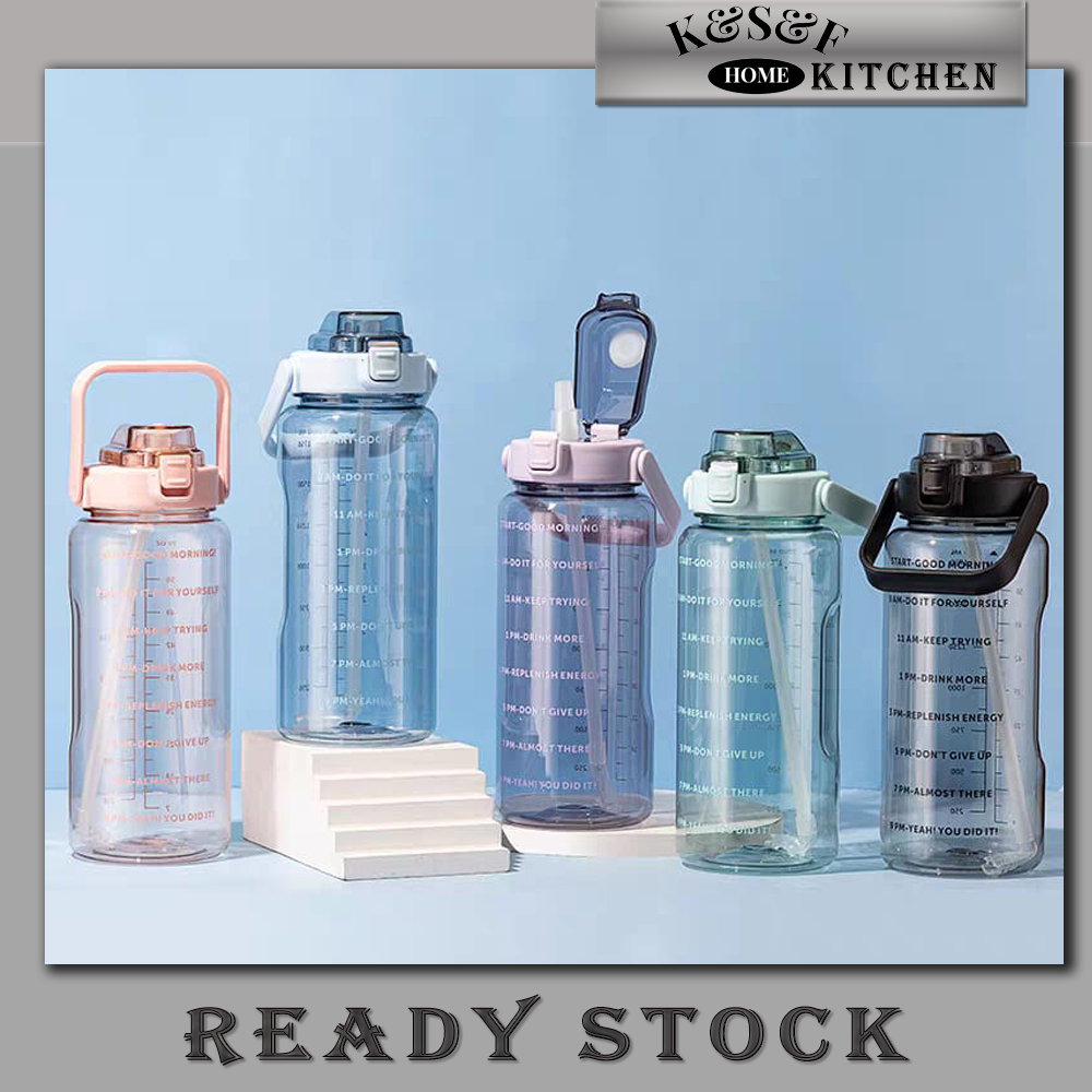 2L/3L/3.8L Large Capacity Transparent Water Bottle With Reminder Time ...