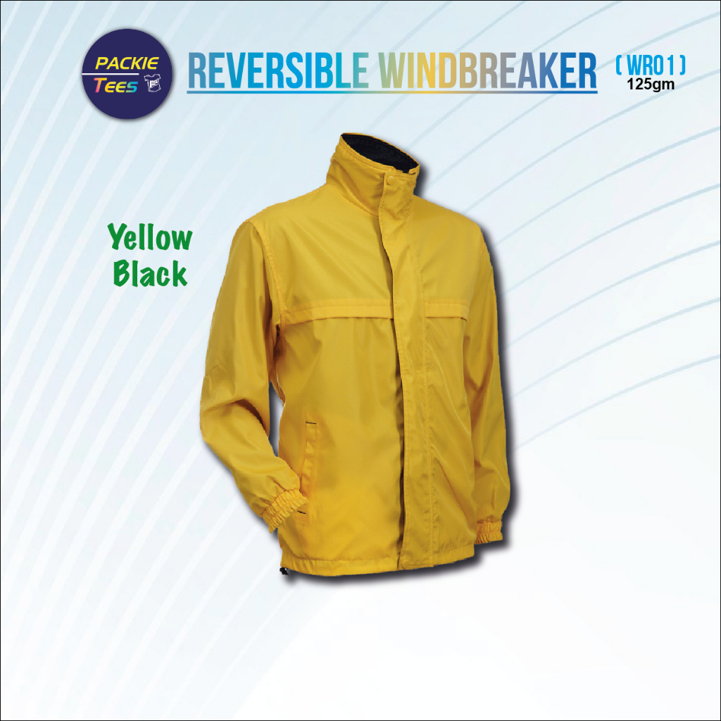 WR0104 YELLOW/BLACK REVERSIBLE 2 SIDE WEAR WINDBREAKER JACKET 100% ...