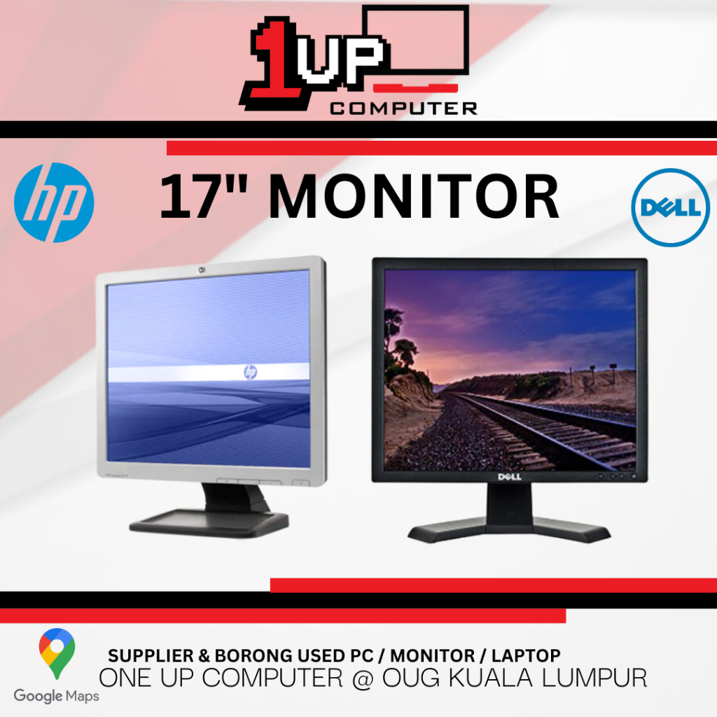DELL / HP 17" SQUARE SCREEN MONITOR FOR PC LAPTOP CCTV (REFURBISHED ...