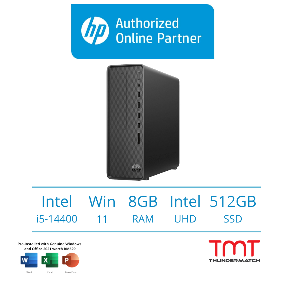 HP Slimline Desktop (i5-14400/8GB RAM 512GB SSD/Intel UHD/MS Office H&S ...