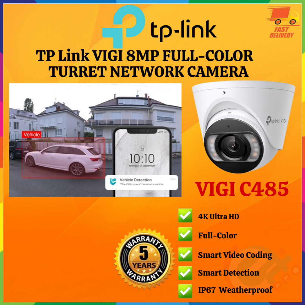 TP LINK VIGI 8MP FULL- COLOR TURRET NETWORK CAMERA C485 | Shopee Malaysia