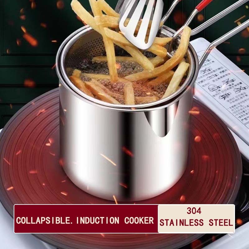 Stainless Steel Tempura Deep Fryer Oden Cooker Chicken French Fries Pot ...