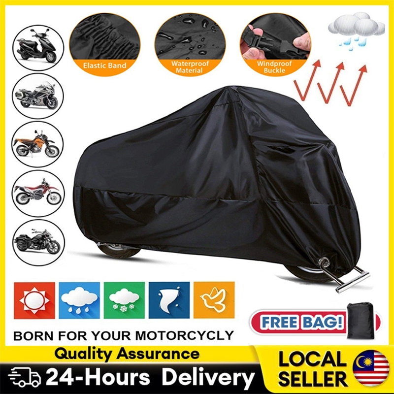 Malaysia Spot Hight Quality Black Anti-Theft Penutup Motor Bike Cover ...