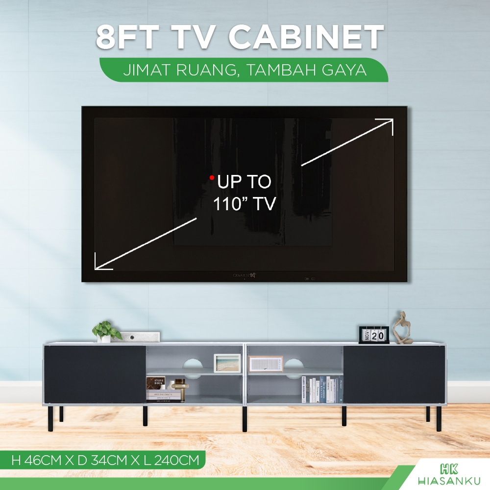 HK 8ft TV Cabinet with Doors/TV Stand/Living Room Furniture/Rak Tv ...