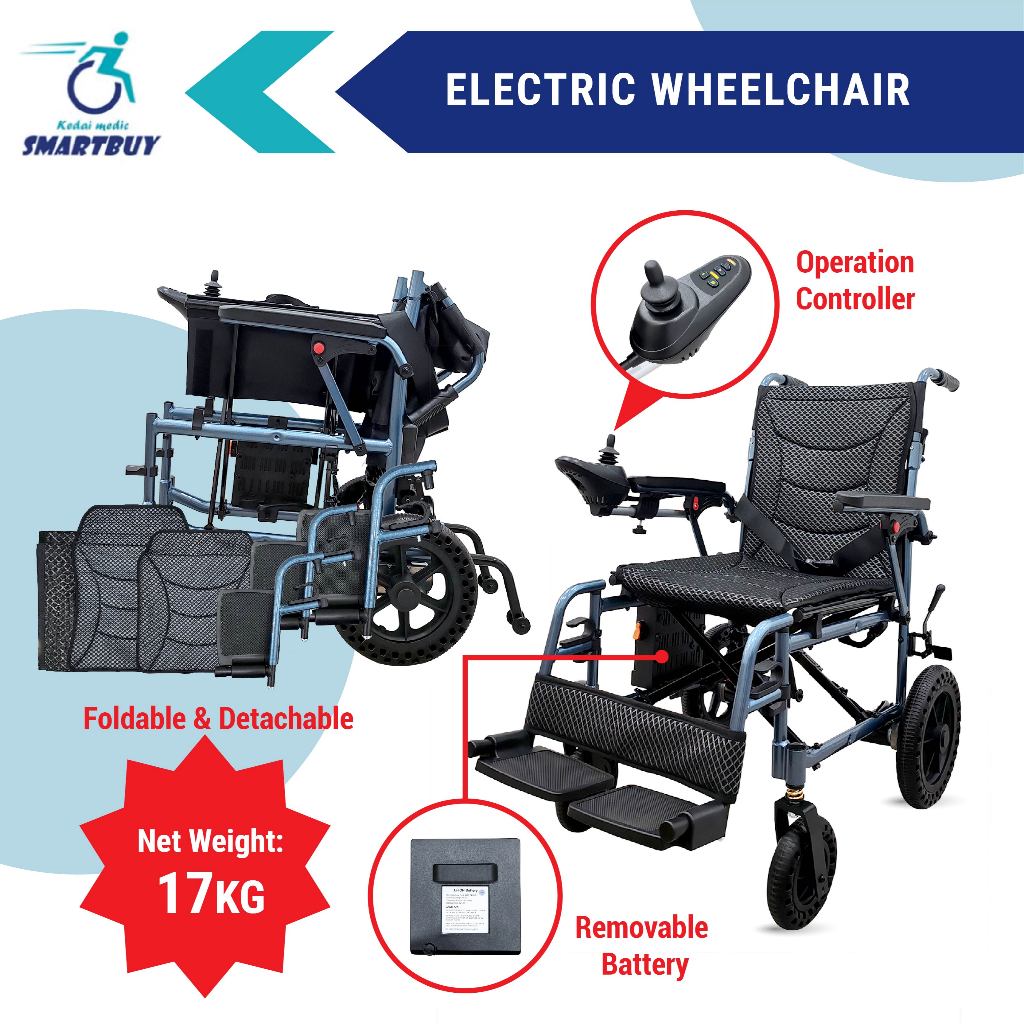 Lightweight Foldable Electric Wheelchair with Removable Battery ...