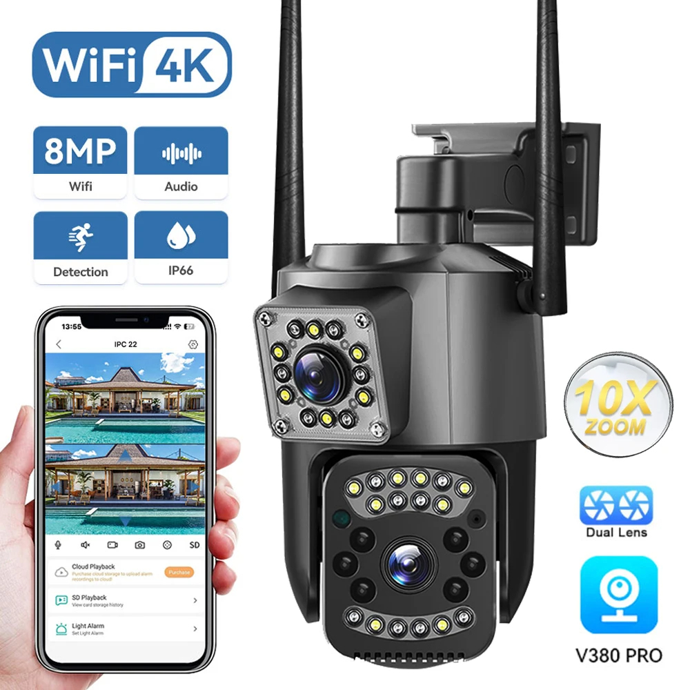CCTV Camera V380 Pro 4K 4MP 4G Free SIM Card Outdoor IP Security Camera ...