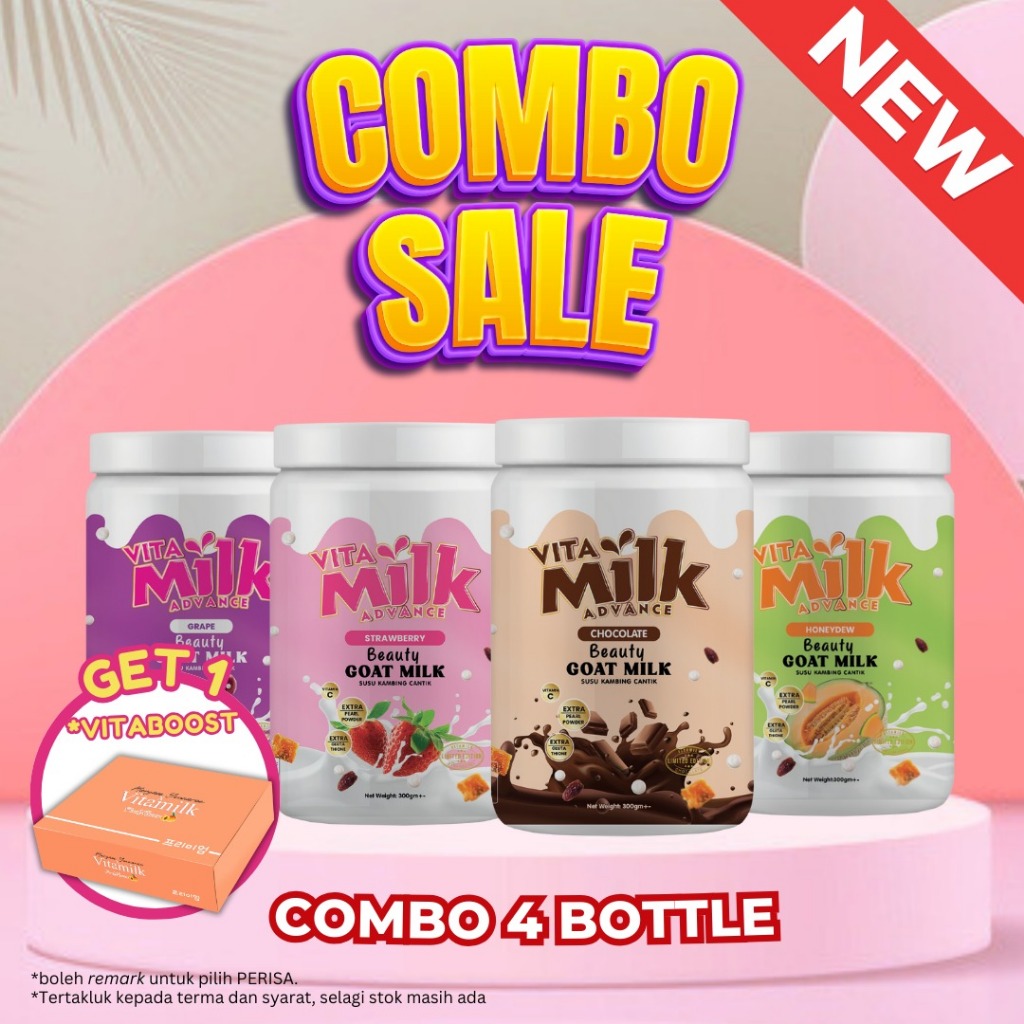 4 BOTOL VITAMILK BOLEH MIX FLAVOUR (REMARK (*Strawberry Sold Out) FREE VITABOOST | Shopee Malaysia