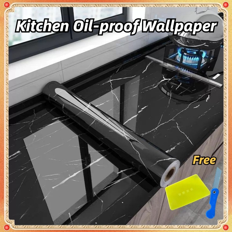 Kitchen Oil-proof Wall Paper 5M*60CM kitchen wallpaper anti oil sticker DIY Adhesive Wall Paper ...
