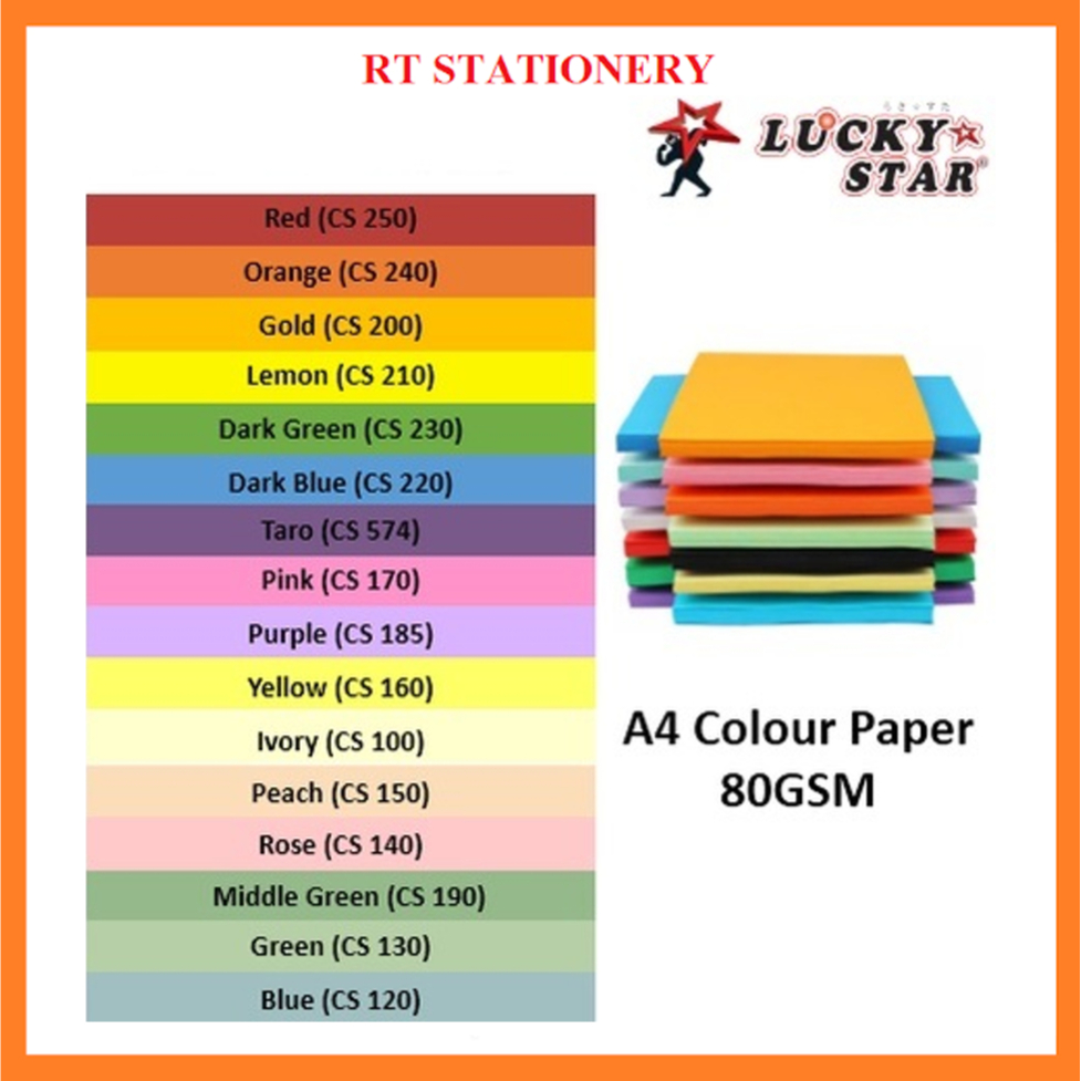 Lucky Star A4 80GSM Colour Paper (25 Sheets / Pkt) [Dark & Light ...