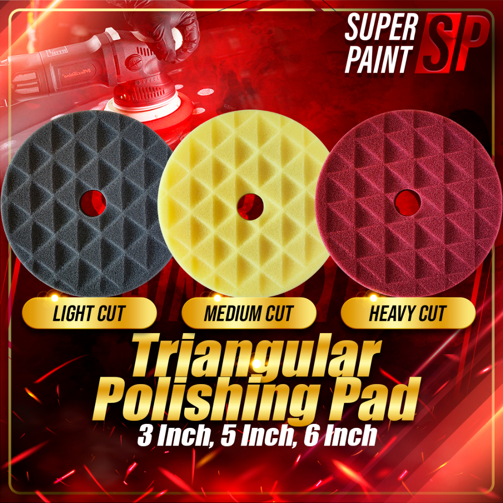 Triangular Polishing Pad 3/5/6 Inch Triangle Pattern Car Sponge Buffing ...