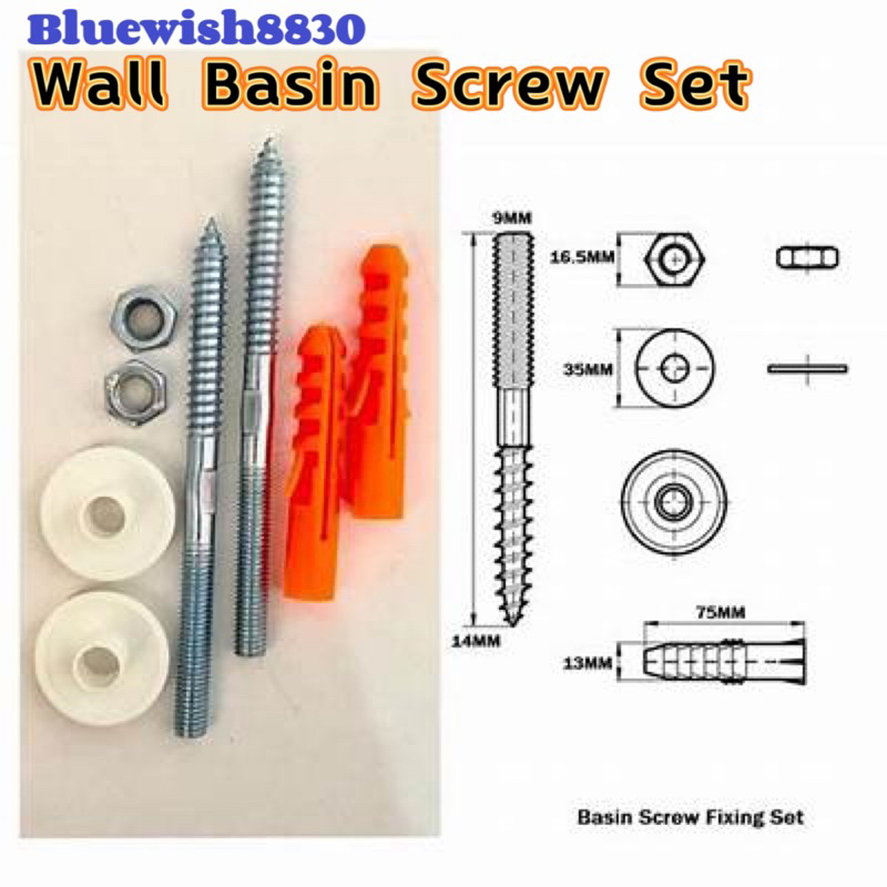 Wash Basin Wall Plug Set Wall-Mounted Basin Fixing Screw Nuts Set ...