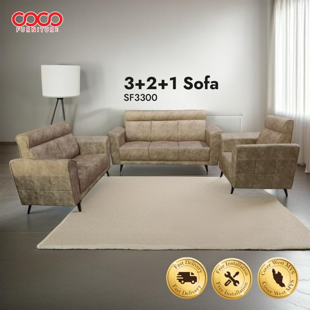 COCO_SOFA SET 1+2+3_Velvet Fabric Sofa Set 1Seater+2Seater+3Seater ...