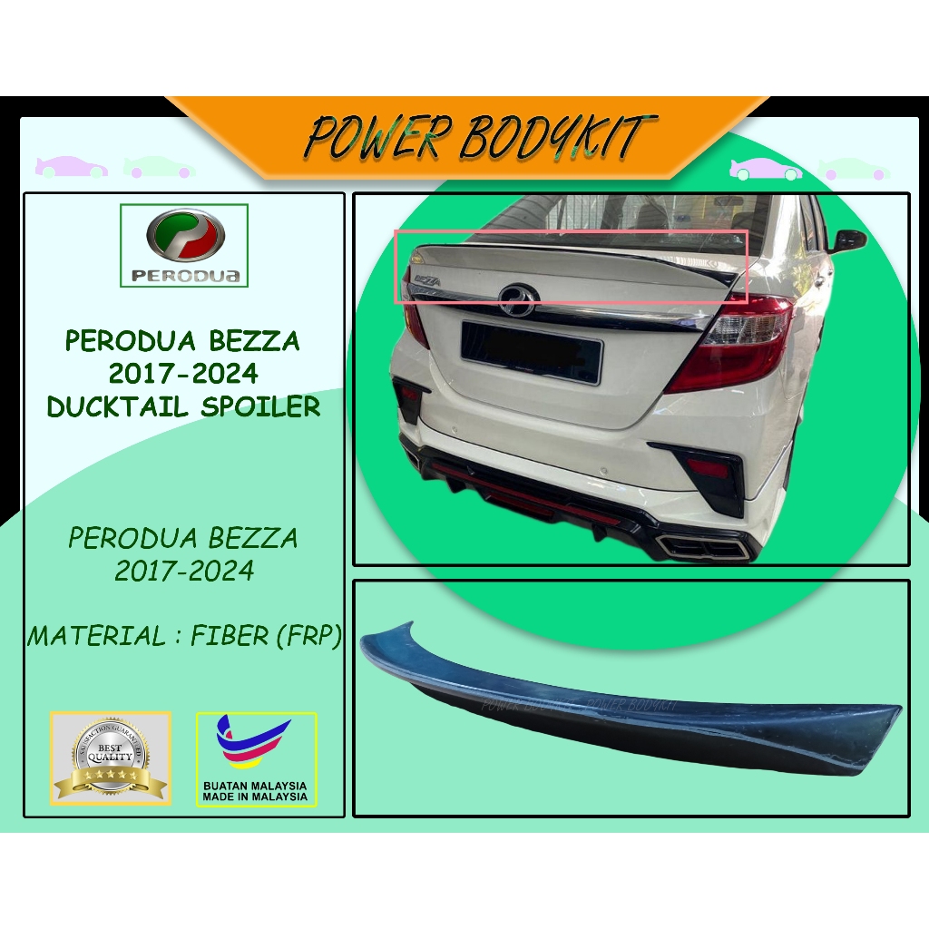 Perodua Bezza 2017-2024 Ducktail Rear Spoiler 2017 2018 2019 2020 2021 ...