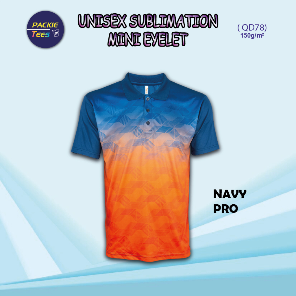 QD7878 NAVY PRO 100% MICROFIBRE COLLAR MINI EYELET SUBLIMATION SHORT ...