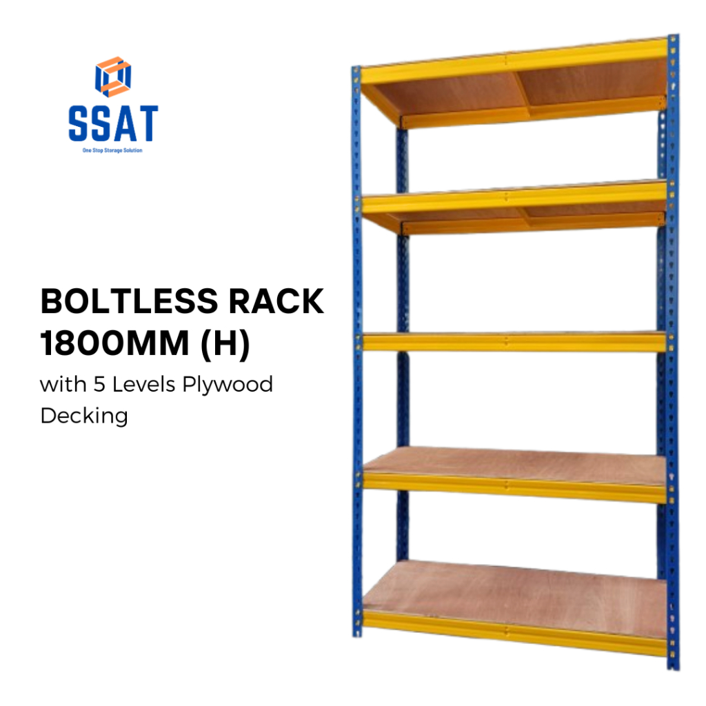 SSAT Adjustable Metal Boltless Rack Shelf 1800(H) 5 level SSE Plywood ...