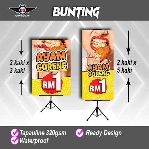 BUNTING AYAM GORENG 2X3 KAKI DAN 2X5 KAKI | Shopee Malaysia