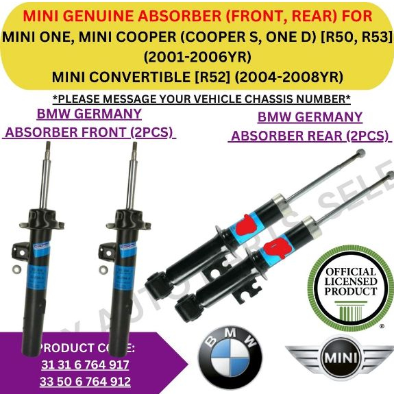 MINI GENUINE ABSORBER (FRONT, REAR) FOR MINI ONE, MINI COOPER [R50, R53 ...