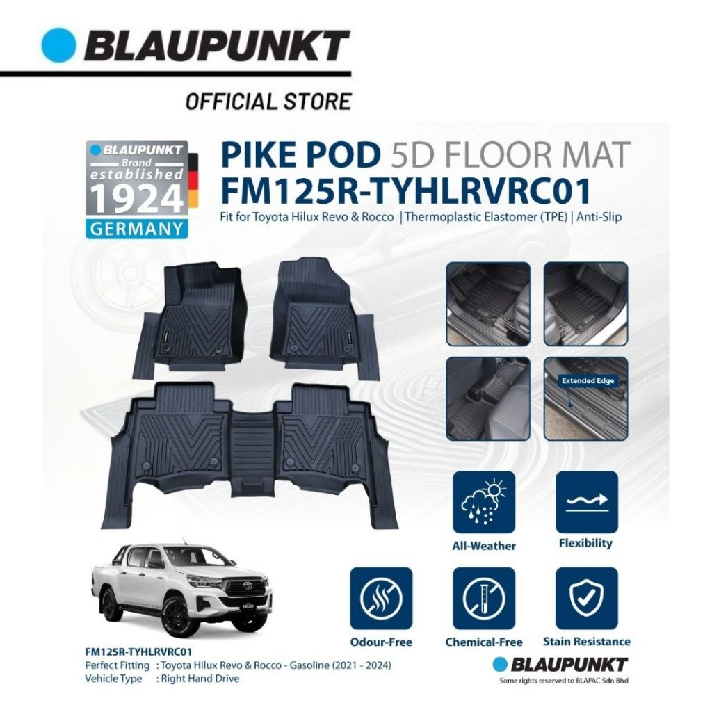 BLAUPUNKT PIKE POD 5D FLOOR MAT FM125R-TYHLRVRC01- FULL SET / FF ...