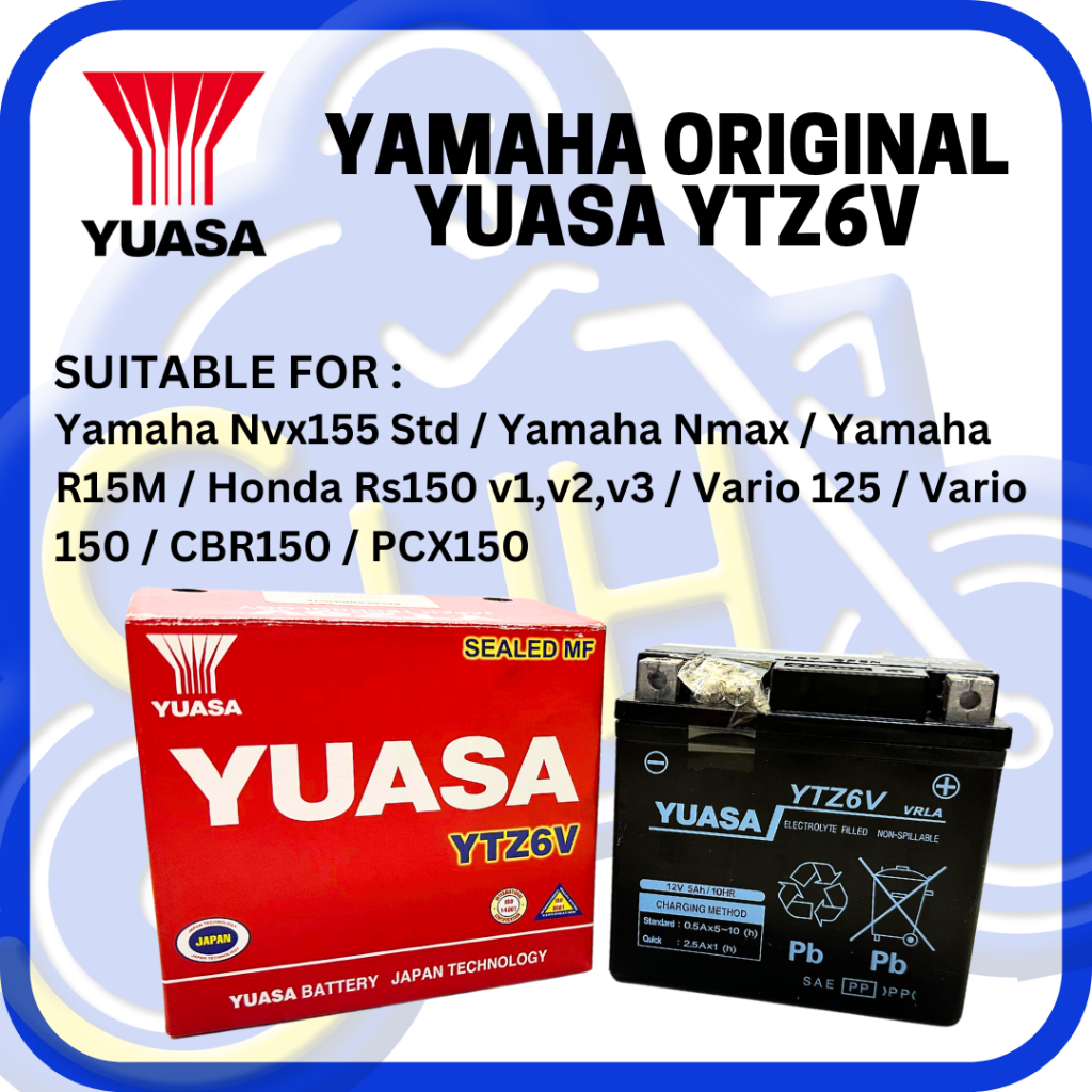 ORIGINAL YUASA MOTORCYCLE BATTERY YUASA YTZ6V FOR NVX155 STD,NMAX,R15M ...
