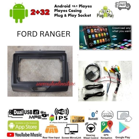 Ford Ranger T7 2016 - 2019 android player 9 inch IPS Screen PLUG N PLAY ...