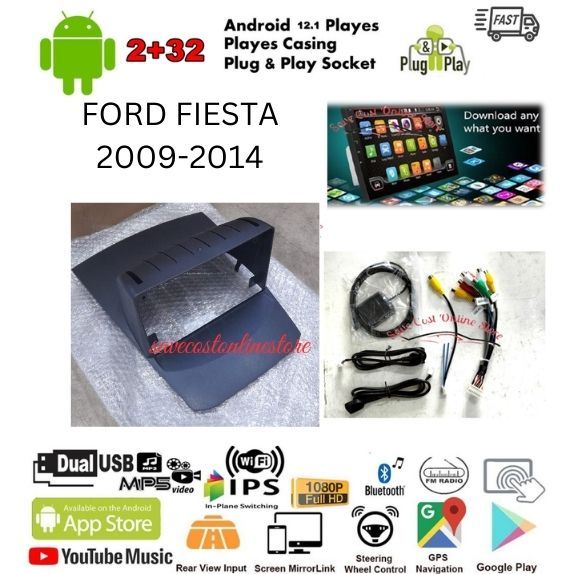 Ford Fiesta 2009 - 2014 android player 9 inch IPS Screen PLUG N PLAY ...