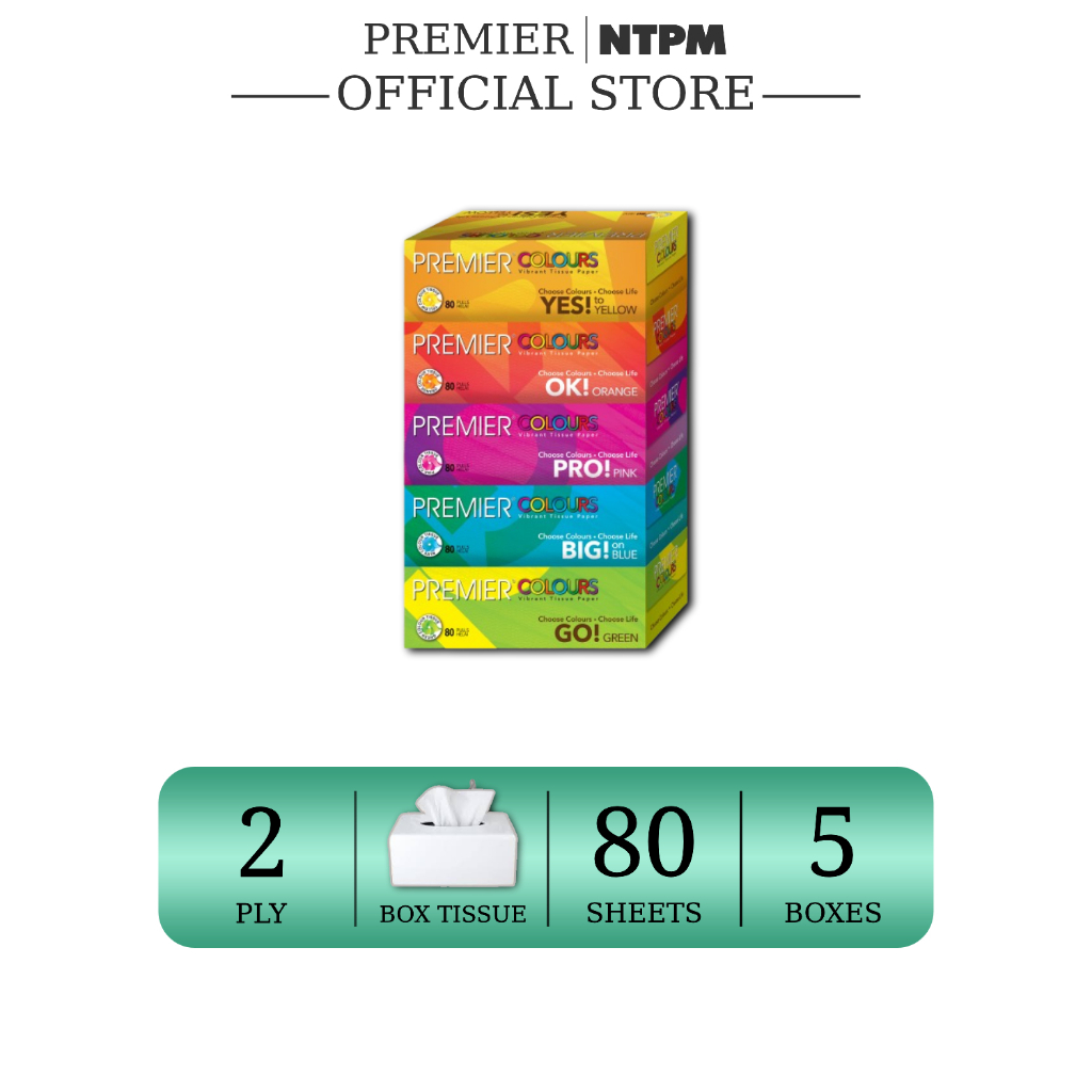 Premier Color Box Facial Tissue 2 PLY (80's x 5) | Shopee Malaysia