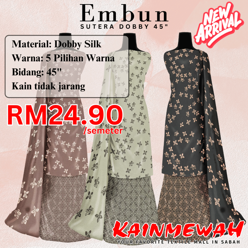 [KAINMEWAH] EMBUN SUTERA DOBBY KAIN PASANG DOBBY BIDANG 45 | Shopee ...