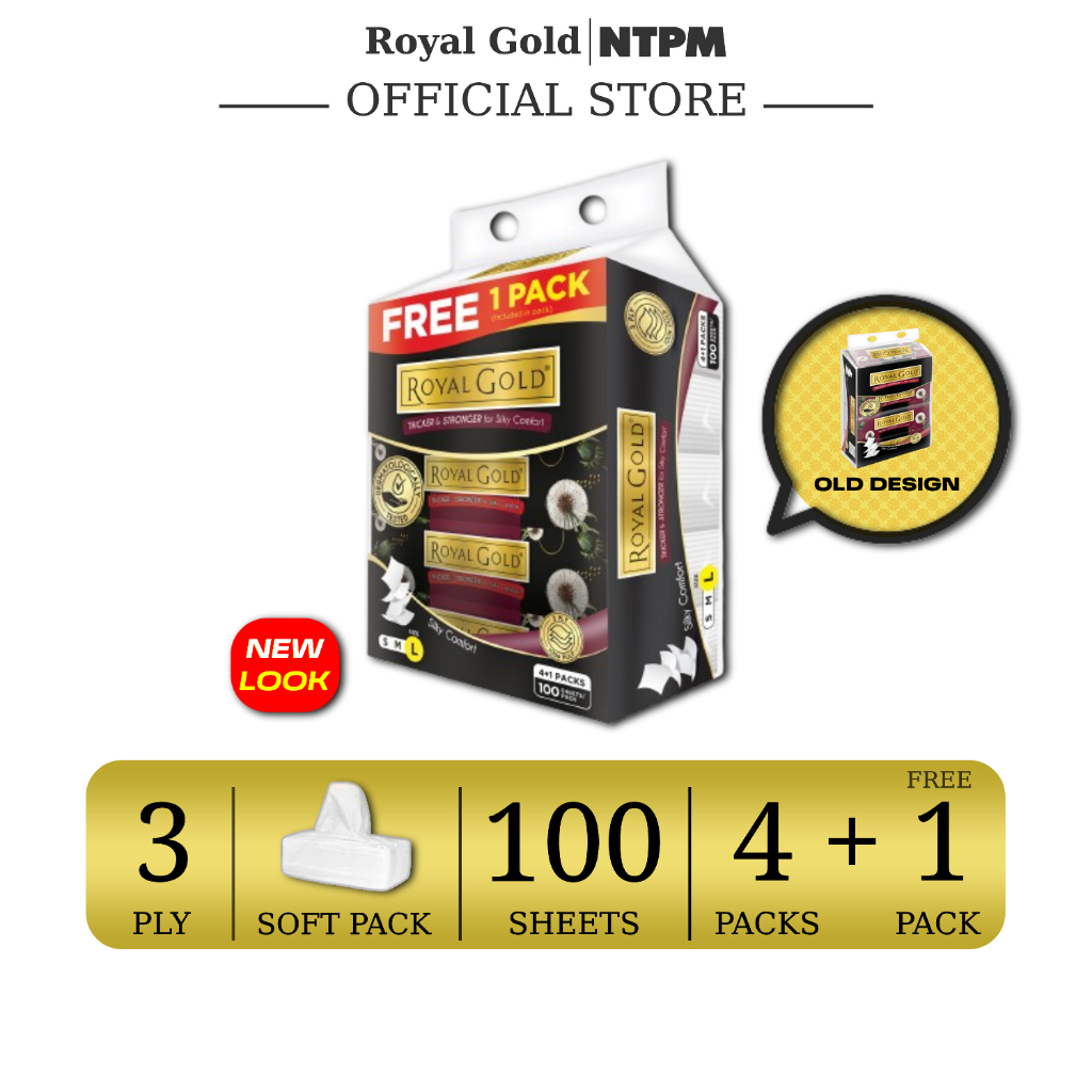 Royal Gold Luxurious (White) Soft Pack 3 PLY (100's x 4 + 1 Packs ...