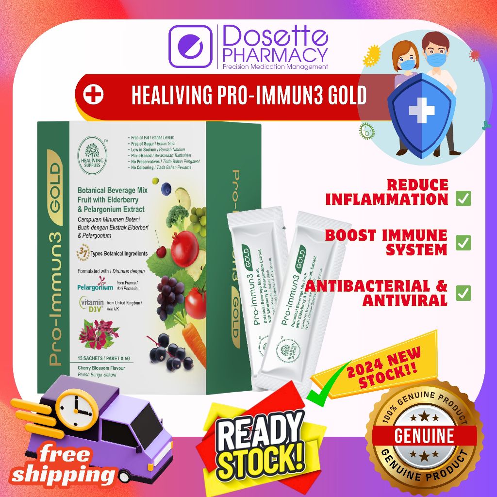 HEALIVING PRO IMMUNE 3 GOLD 5G 15 SACHET - ELDERBERRY QUERCETIN VIT D3 ...