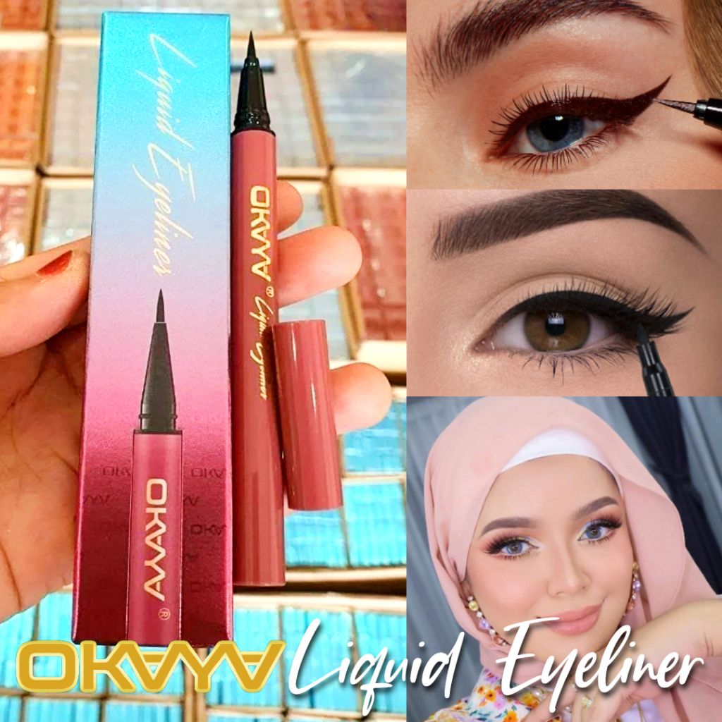 Okaya Liquid Eyeliner Pen Black Pigmented Waterproof Smudgeproof Celak ...