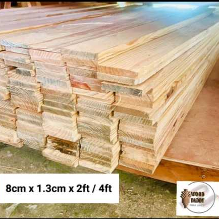 Recycle pine wood 8cm x 1.3cm x 1/2/4kaki / siap ketam / DIY / recon ...