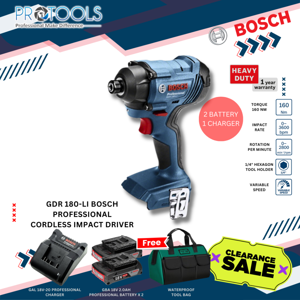 Bosch GDR180-Li / GDR 180-Li 18V Cordless Impact Driver FOC TOOLS BAG ...