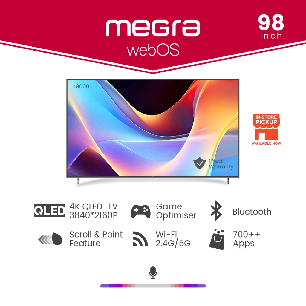 Megra QLED TV 98 Inch / 85 Inch QLED Smart TV 4K UHD TV Bluetooth 5G AI ...