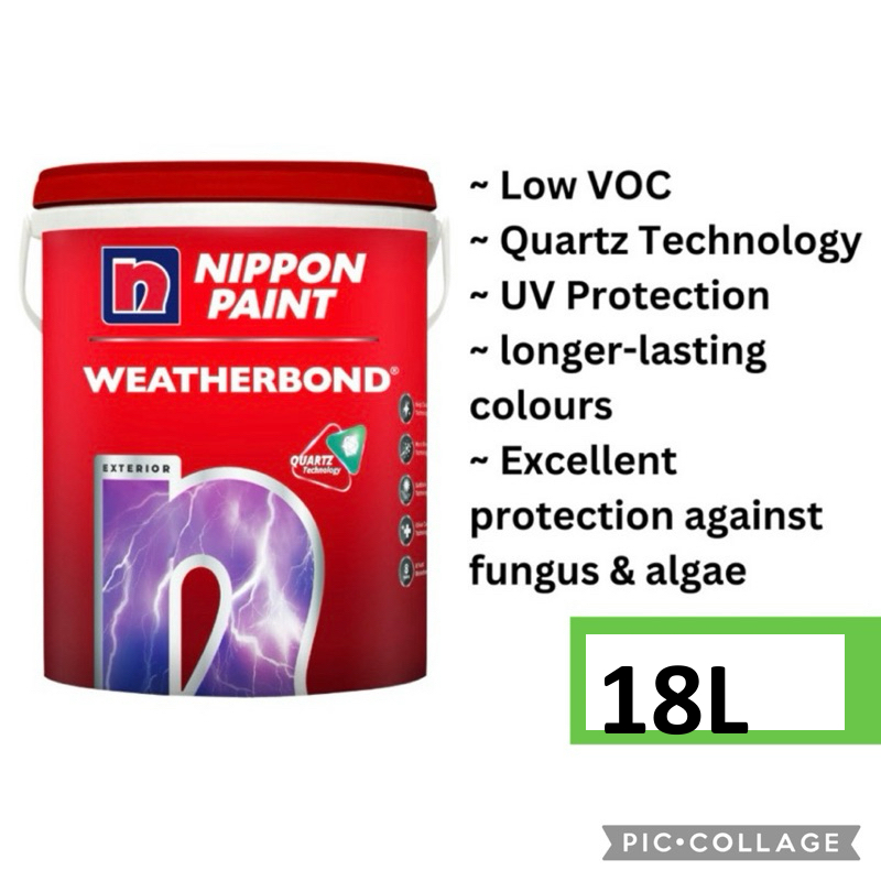 ( 1001 BRILLIANT WHITE ) 18L NIPPON Paint Weatherbond Exterior Outdoor ...