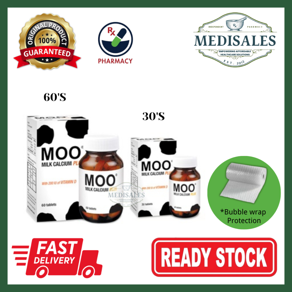 MOO MILK CALCIUM PLUS WITH VITAMIN D 30'S | 60'S | 2 x 60'S + 30'S ...
