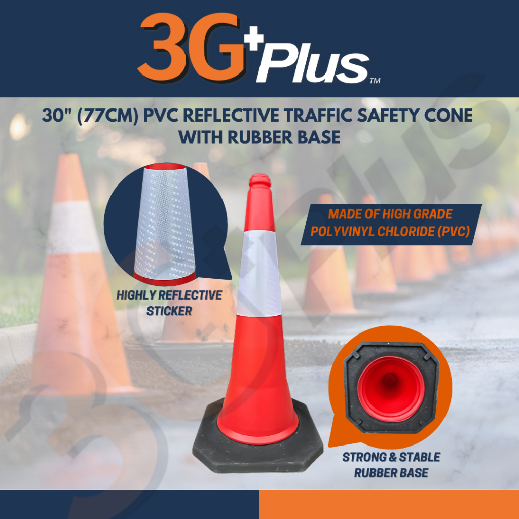 30"(77CM) / 40"(100CM) Orange PVC Traffic Safety Cone with Rubber Base ...