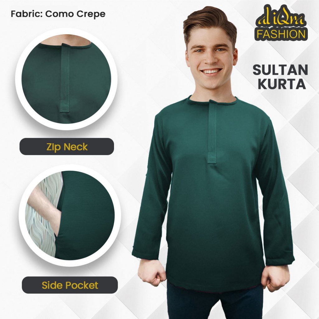 Baju Kurta Lelaki Terbaru Sultan Dengan Zip Depan Dan Saku Sisi ...