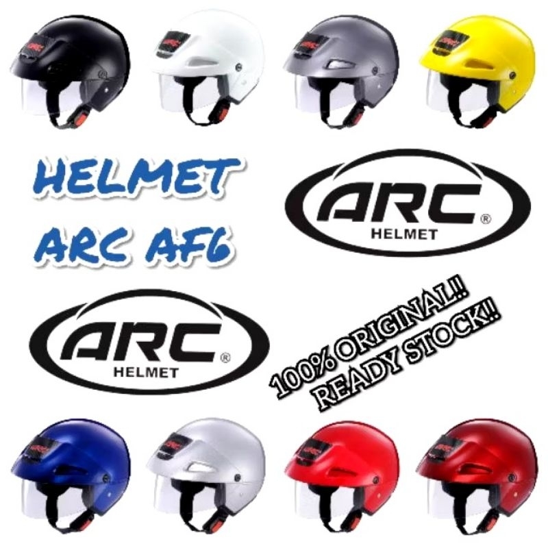 100％ ORIGINAL HELMET ARC AF6 STENG SEPARUH STENG HALF HALF FACE SINGLE ...