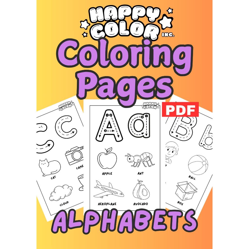 [AV] Alphabet Vocabulary - 26 pages - Kids/Children Coloring Page Book ...