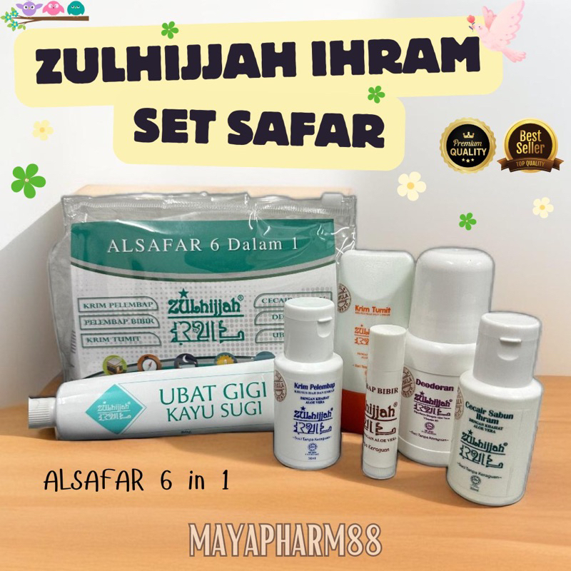 ZULHIJJAH Kosmetik Ihram Haji Umrah SET SAFAR (6in1) Sabun Mandi, Lipbalm, Deodoran, Krim Tumit ...
