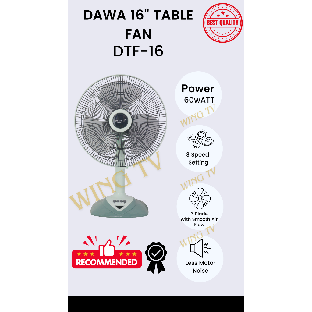 Dawa Table Fan 16" DTF-16 (3BLADES) | Shopee Malaysia