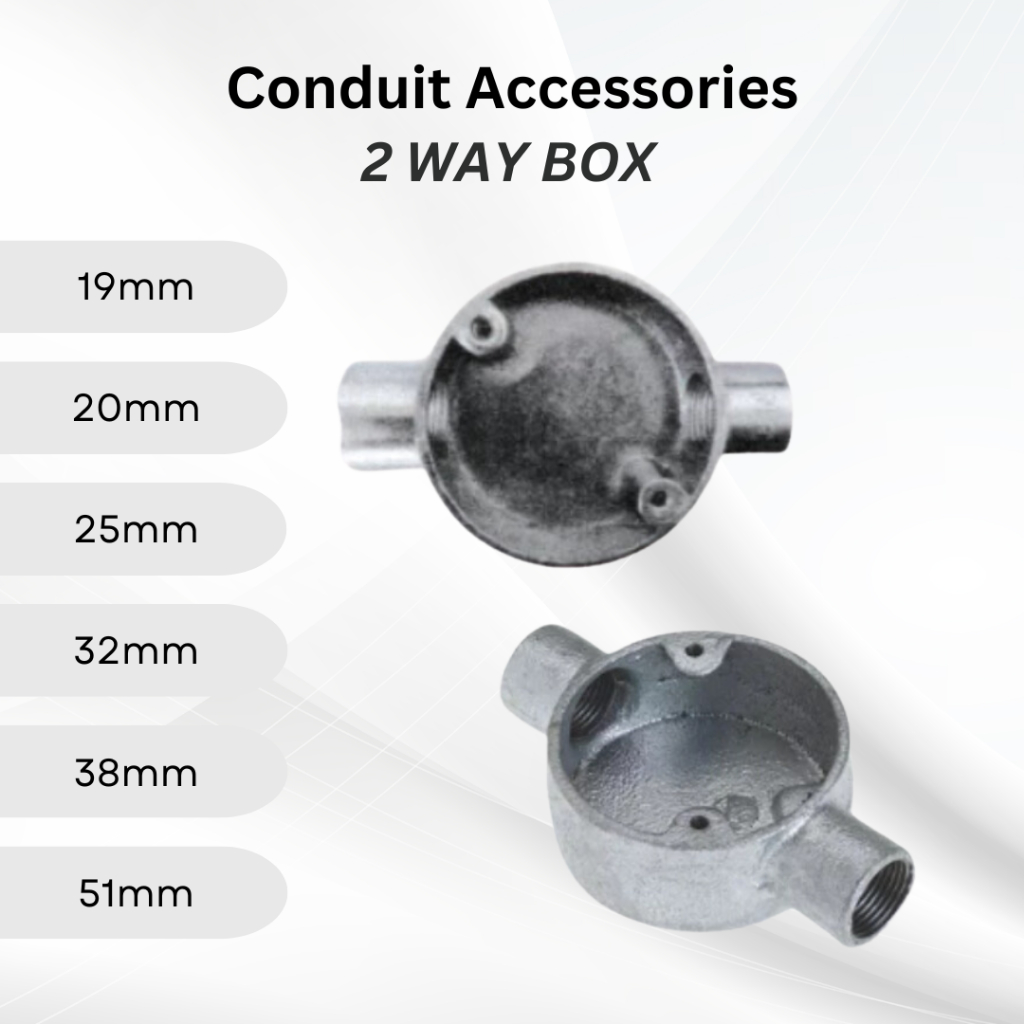 BENA JAYA PUM 2 Way Box 19MM 20MM 25MM 32MM 38MM 51MM Conduit Accessories | Shopee Malaysia