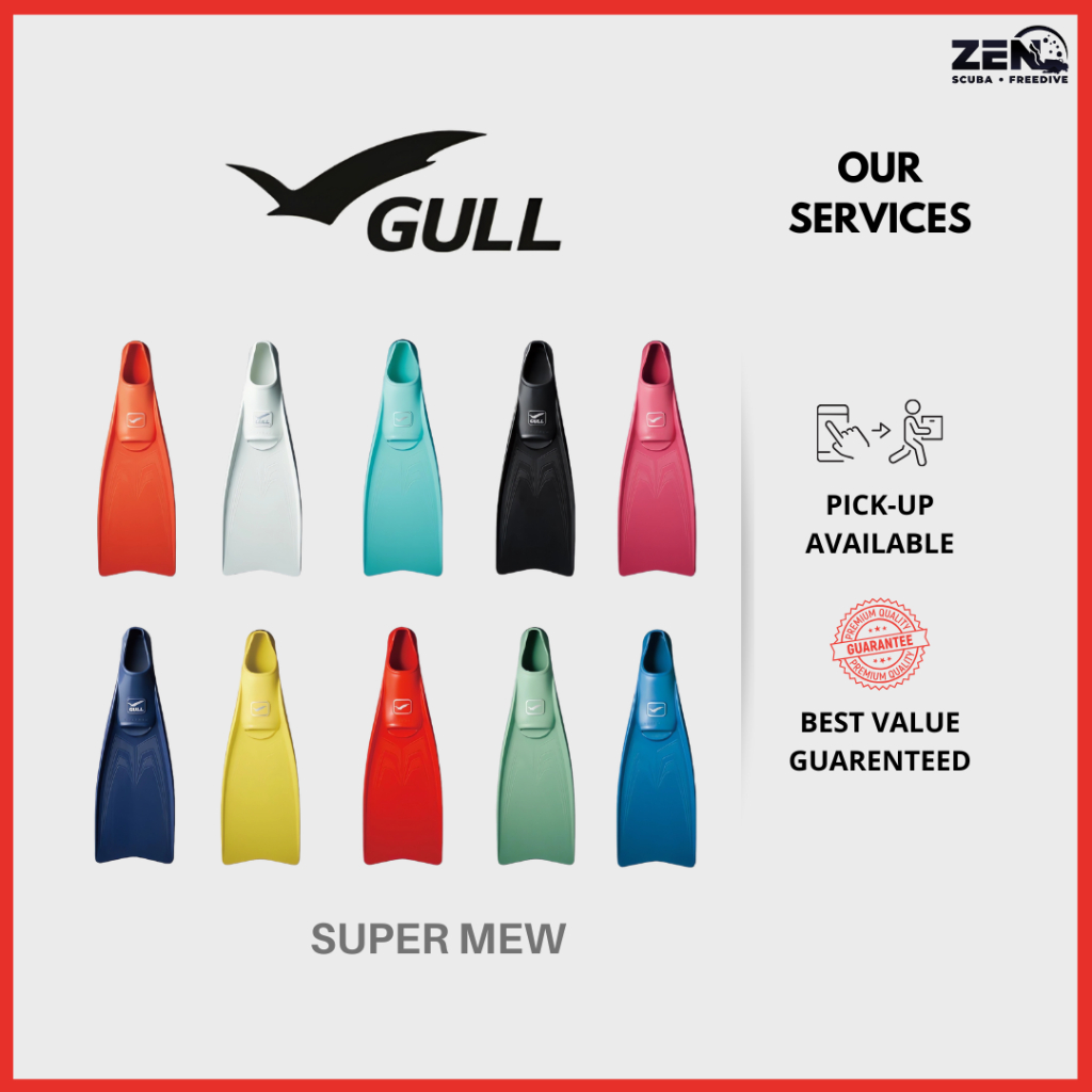 GULL Supermew Full Foot Fins Super Mew for Scuba Diving Flipper Fin ...