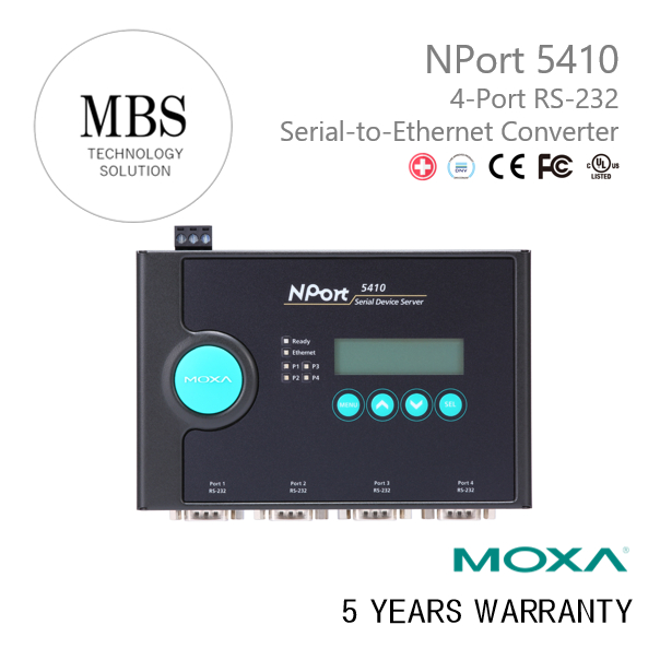 MOXA Original Brand New NPort 5410 - 4-Port Serial RS-232(DB9 M)-to-TCP ...