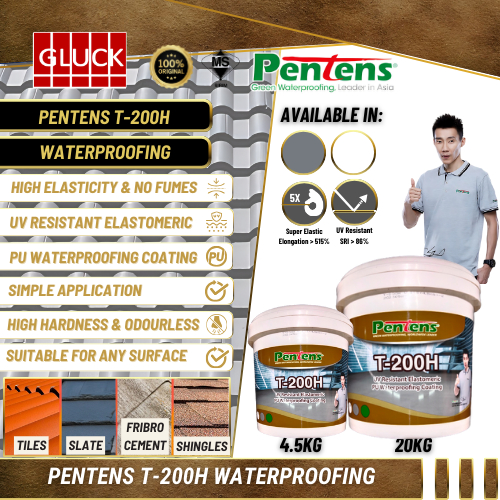 PENTENS T-200H 4.5KG/ 20KG UV Resistant Elastomeric PU Waterproofing Coating T-200H (White ...