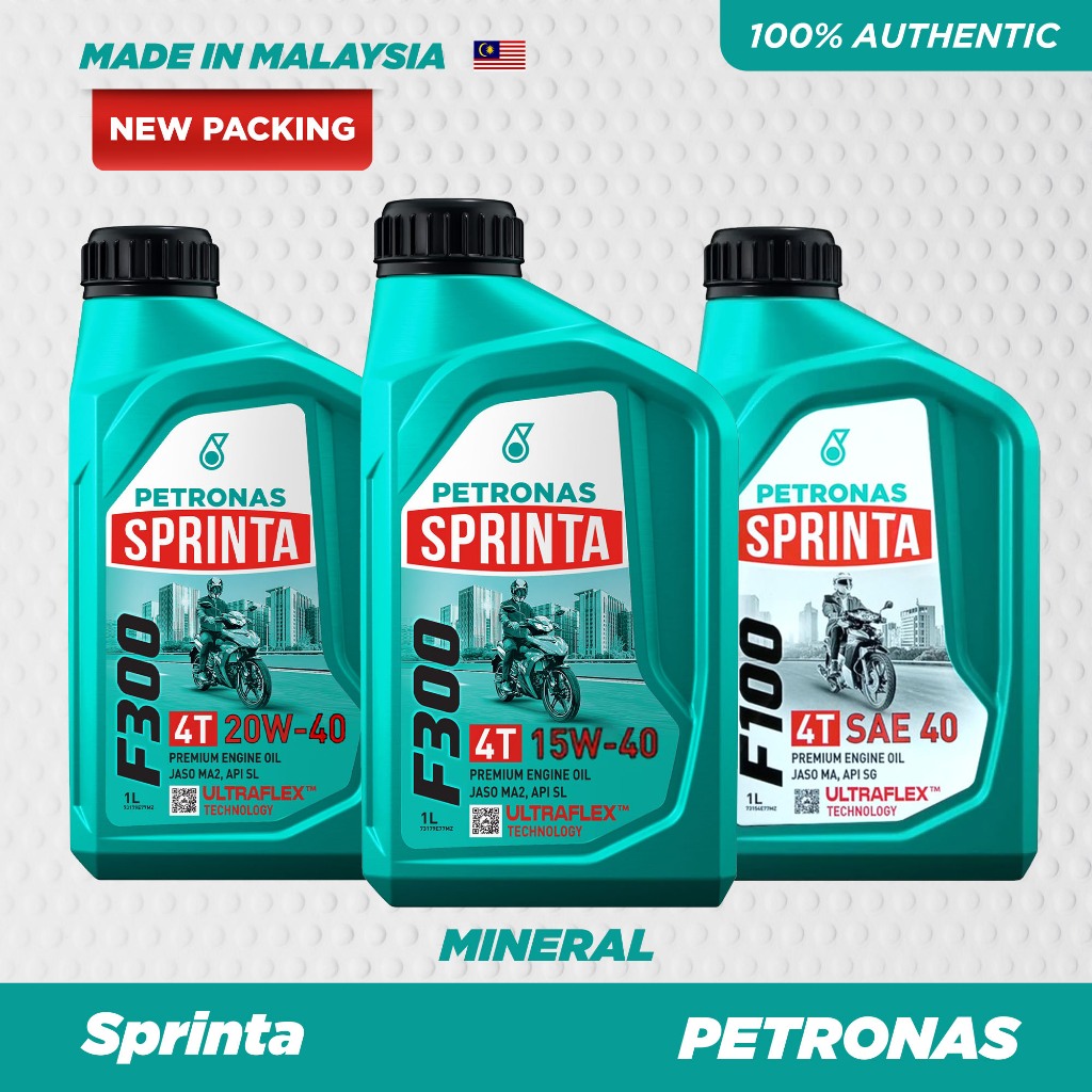 PETRONAS SPRINTA F300 4T 20W40 15W40 F100 SAE40 PREMIUM ENGINE OIL (1L) Motorcycle Motor Oil ...