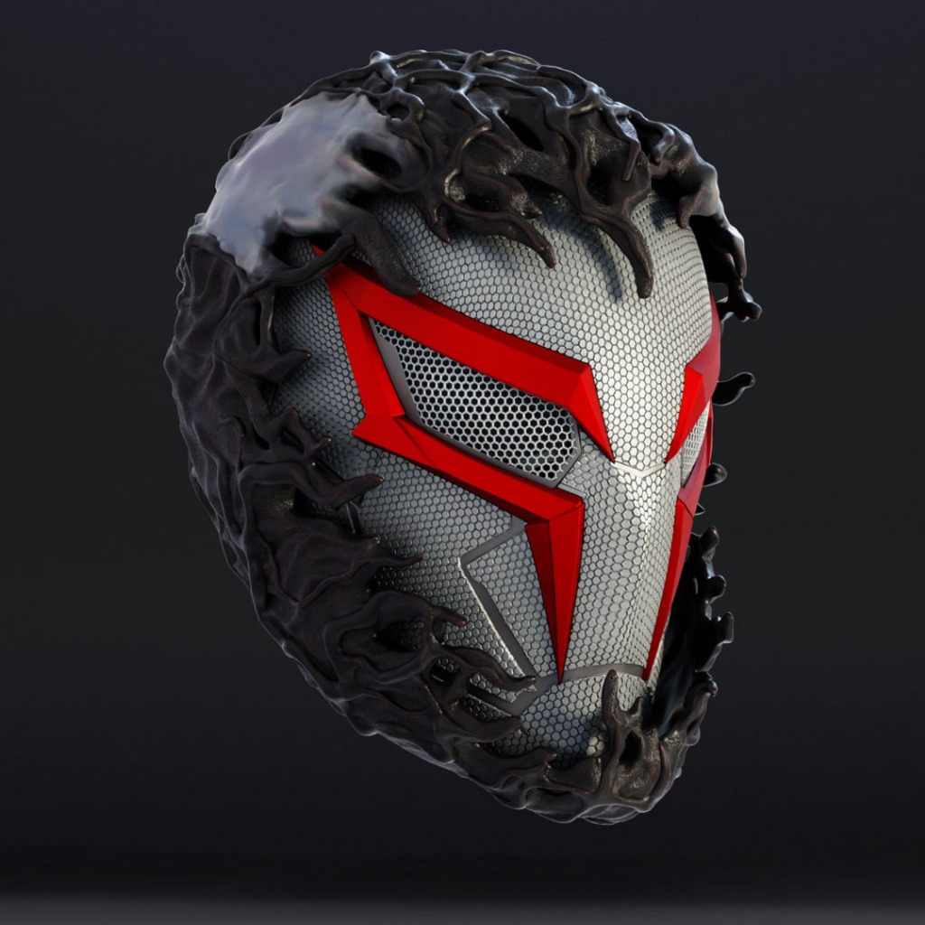 Venomized SpiderMan 2099 White - Marvel Cosplay STL Files Helmet 3D ...