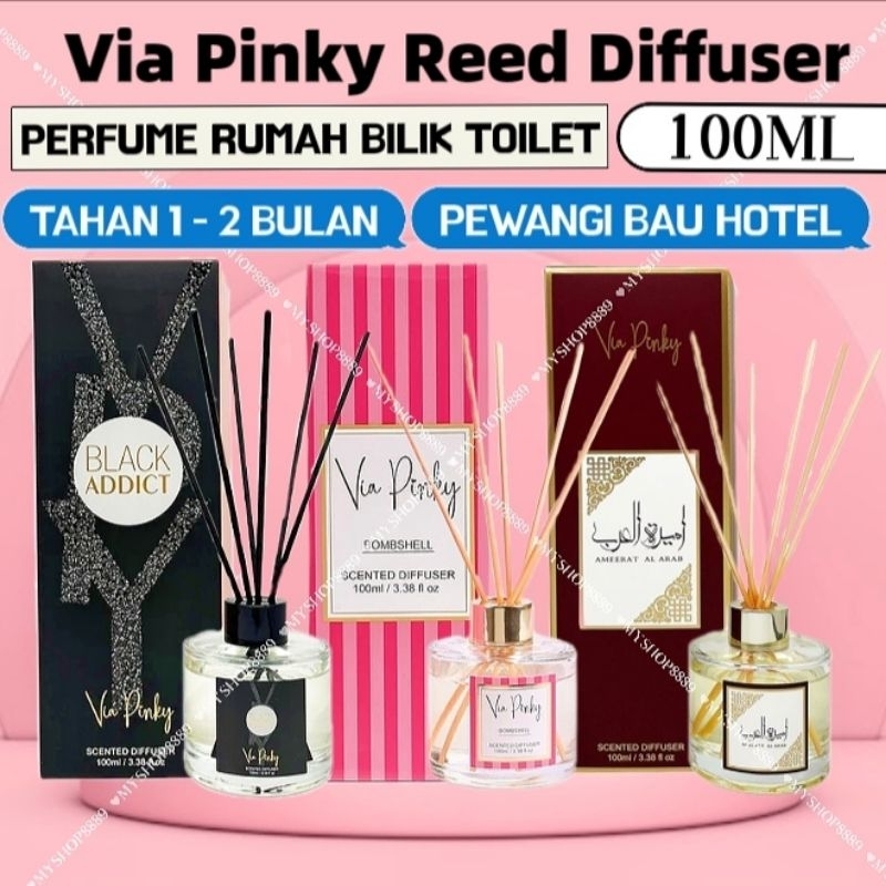 100ML Via Pinky Reed Diffuser Stick Perfume Pewangi Bilik & Rumah Air ...