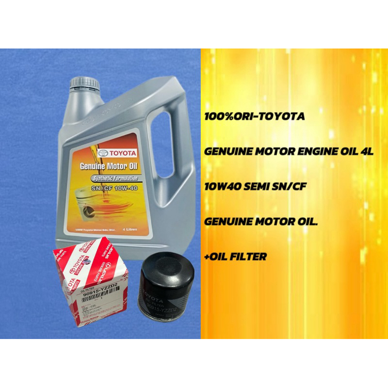 100%ORI-TOYOTA GENUINE MOTOR ENGINE OIL 4L 10W40 SEMI SN/CF GENUINE ...